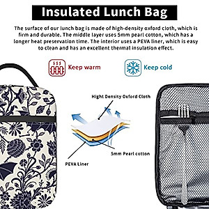 koikvs Halloween Bat Flower Insulated Lunch Box Bag Portable Lunch Tote For Women Men And Kids