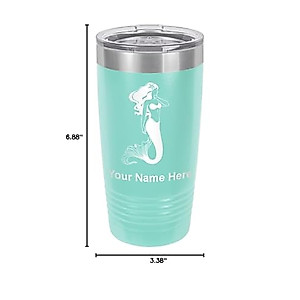 LaserGram 20oz Vacuum Insulated Tumbler Mug, Mermaid, Personalized Engraving Included (Teal)