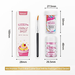 Shimmer Pink Edible Glitter For Drinks, 4g Food Grade, Sujoygar, Luster Dust for Cake Decorating, Cocktail, Baking, Chocolate, Strawberrie