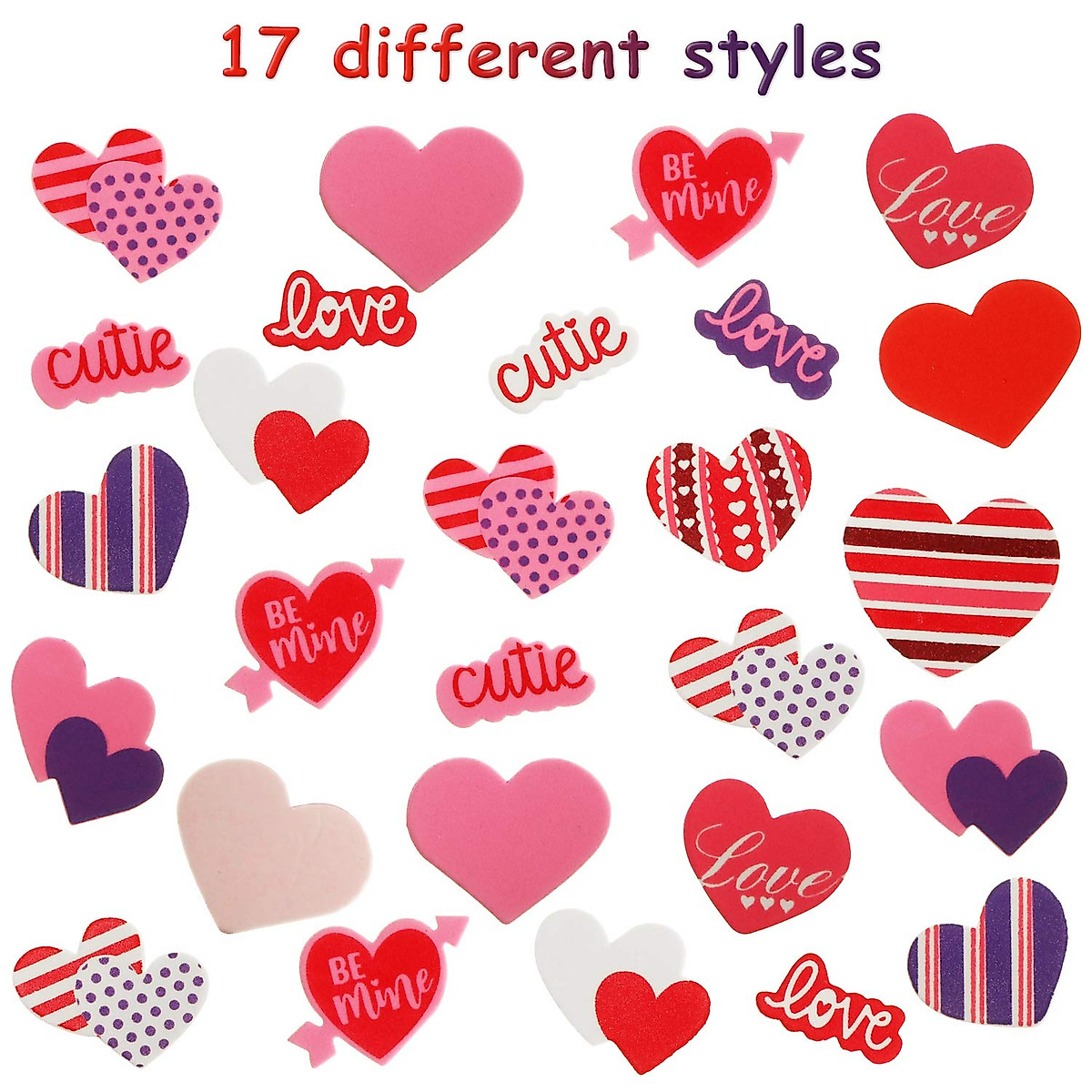 Blulu 900 Pieces Valentine's Day Heart Foam Stickers Self Adhesive Heart Shape Sticker for Wedding Valentine's Day Decoration Art Crafts