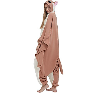DarkCom Women Men Cosplay Flying Squirrel Onesie Halloween Costume Christmas Pajamas Animal Homewear Sleepwear Large