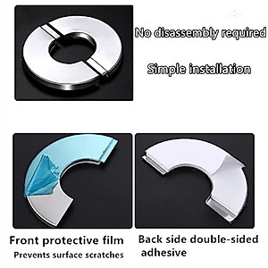 Stainless Steel Wall Split Flange Self-Adhesive tape Round Escutcheon Various pipes Plate Cover for Water Pipe Faucet Decoration Accessories (32mm/1.26in)