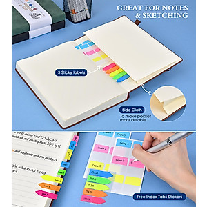 A5 Lined Journal Notebook - 365 Page Leather Journals for Writing Women & Men，Hardcover Notebook with 100Gsm Thick Pages，Daily Diary for Travel, Work，School，Note Taking，College Ruled (5.9" x 8.5")