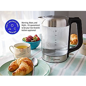 Glass Electric Kettle | BPA Free with Borosilicate Glass & Stainless Steel - 1.8 Liter Rapid Boil Cordless Teapot with Automatic Shut Off - the Best Hot Water Heater for Tea, Coffee, Soup, and More!