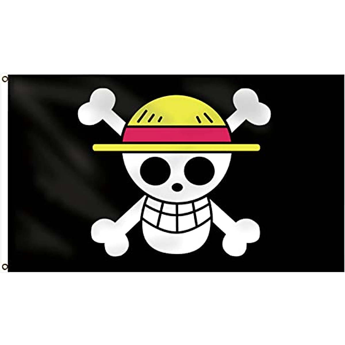 27.5 X 43.3 Inches Luffy's Straw Hat Pirate Flag ,70cm X 110cm OP Anime Jolly Roger Pirate with Straw Hat Flag