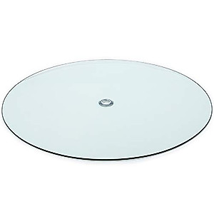 Audio-Visual Direct Tempered Glass Patio Table Top with Rounded Edge (36" with 1 5/8" Center Hole) Includes Free Umbrella Hole Ring and Cup Set
