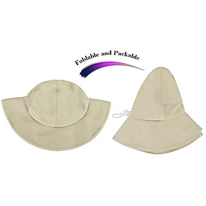 SimpliKids Khaki Baby Safari Swim Hat Newborn Sun Hat for Boys Toddler Sun Hat UPF 50+ UV Sun Protection Wide Brim Bucket Hat Khaki 0-12 Months