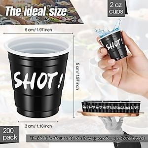 200 Pieces Disposable Shot Glasses 2 oz Shot Cups Plastic Party Favor Cups for Birthday Bachelorette Holiday Party Drinking Serving Snacks Samples Condiments and Tastings (Black)