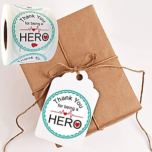 wootile Healthcare Workers Thank You Stickers Heroes Thank You Labels 2 Inch-500 Pcs for Being A Hero Doctor/Nurse Workers Appreciation Themed Gratitude Sticker Doctors Cards, Envelopes and Gift Bags