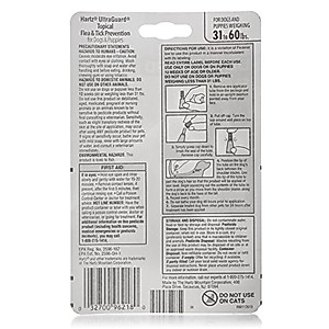 Hartz UltraGuard Flea & Tick Drops for Dogs & Puppies 31-60lbs - 3 Monthly Treatment
