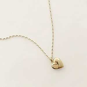 Honeycat Puffy Heart Locket Charm Necklace in Gold, Rose Gold, or Silver | Minimalist, Delicate (Gold)