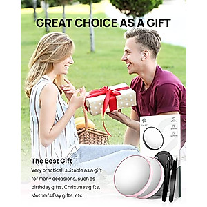 OMIRO 10X & 25X Magnifying Mirrors with Two Eyebrow Tweezers Kits, 3.5" Two Suction Cups Magnifier Set for Travel (Pink)