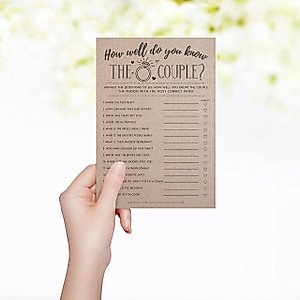 Your Main Event Prints Bridal Shower Games, Fun Activities, Kraft Minimalist Style (How Well Do You Know The Couple) - 50 Cards per Pack