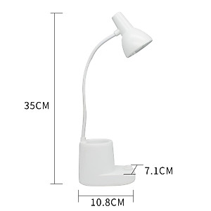 Desk Lamps for Home Office,White Desk lamp,kids battery lamps for tables,Cute pen holder for desk,360° Rotating Hose,Adjust The Angle of Light Source at Will,Kids Lamps for bedrooms Girls,Small Lamps