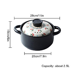 MYYINGBIN Ceramics Casserole with Lid Handles, Tagine Cooking Pot High Temperature Pots and Pan, Housewarming Gift, D