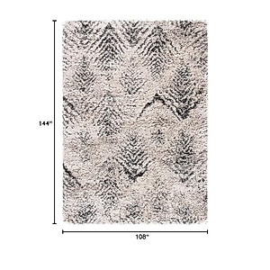 SAFAVIEH Iceland Shag Collection Area Rug - 9' x 12', Cream & Grey, Modern Design, Non-Shedding & Easy Care, 2.5-inch Thick Ideal for High Traffic Areas in Living Room, Bedroom (ISG514A)