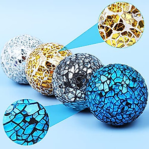 8 Pieces Mosaic Glass Orbs Balls Mosaic Sphere Glass Globe Decorative Orbs Centerpiece Balls Decorative Glass Balls for Bowls Vases Dining Table Centerpiece Decor