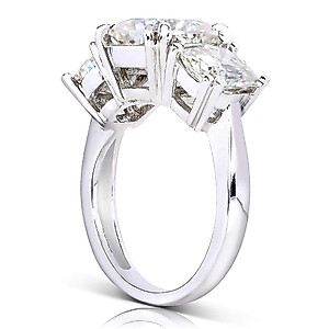 Kobelli Cushion-cut Moissanite Three-Stone Engagement Ring 5 CTW 14k White Gold, DEF/VS, 7.5