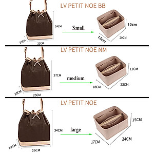 Lckaey Purse Organizer for NOE inner bag NOE BB bucket bag Petit NOE NM storage bag small zipper insert3053khaki-L