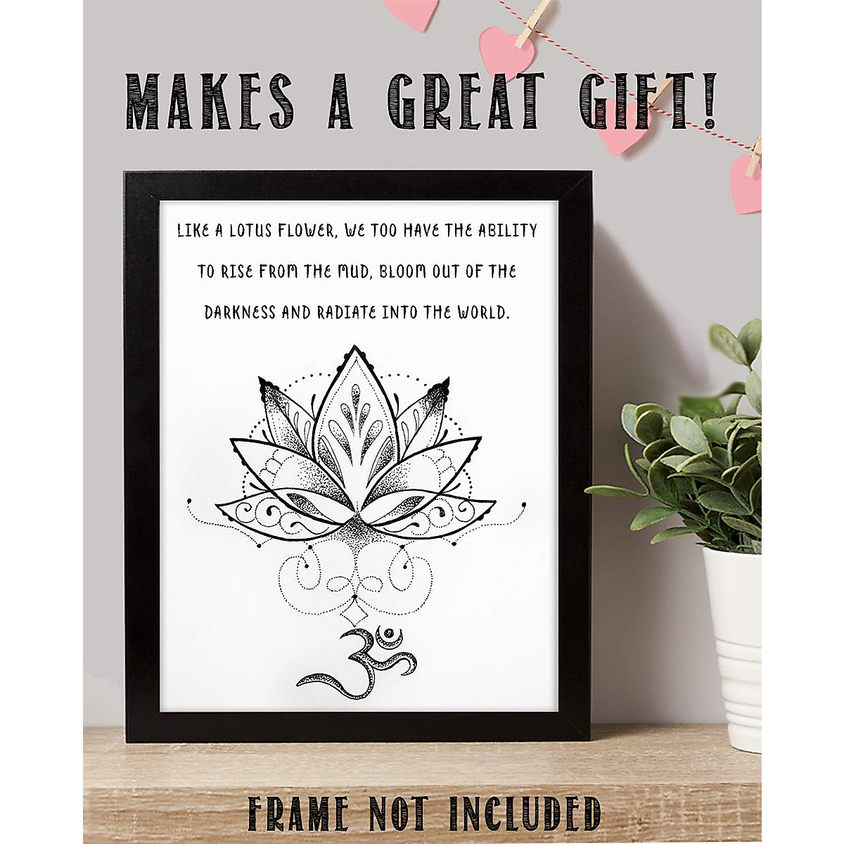TJ Originals Like a Lotus Flower Quote - Spiritual and Boho Wall Decor - Namaste Zen and Meditation Aesthetic Room Decor - Unframed 11x14 Wall Art Print for Living Room or Yoga Studio