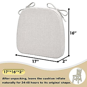 HAVARGO Chair Pads Kitchen Chair Cushions 17"X16" High Resilient Foam Seat Cushion for Kitchen Chairs, Dining Room Chair Cushions with Tie and Non-Slip Backing Set of 4, Ivory White