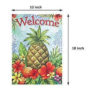 LAYOER Garden Flag 12.5 x 18 Inch Home House Double Sided Pineapple Flowers Welcome