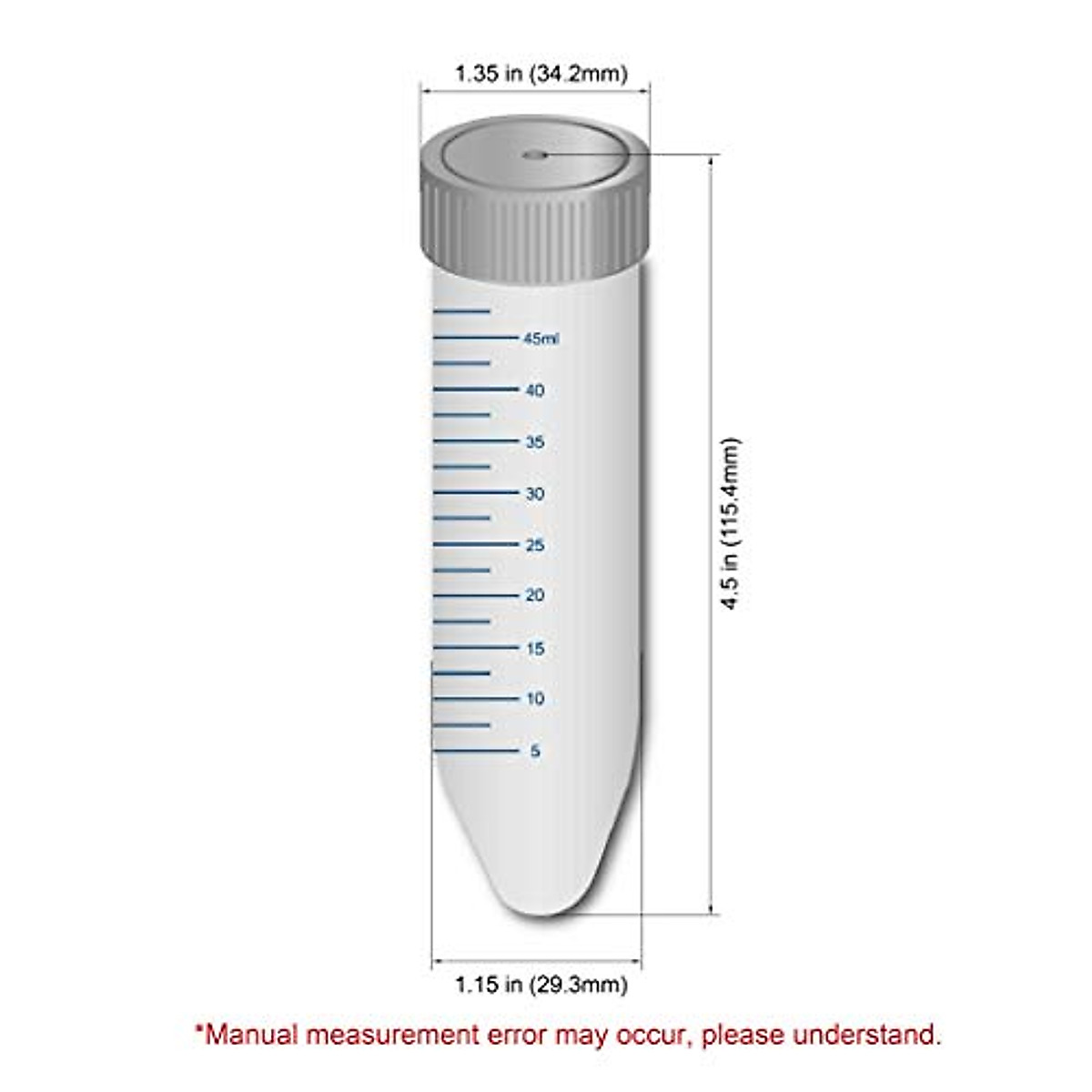 ULAB Scientific Autoclavable 50ml Conical Centrifuge Tubes Sterilized with PP Racks, Falcon Tubes, Vol.50ml 30x115mm, Blue Printed Graduated Marks, Assembled Leak-Proof Screw Cap, Pack of 25, UCT1002