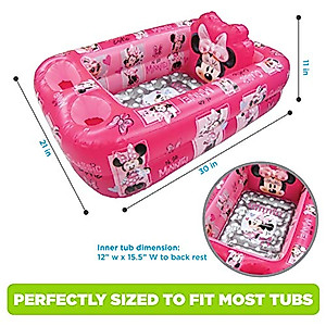 Disney Minnie Mouse Air-Filled Cushion Bath Tub - Free-Standing, Blow up, Portable, Inflatable, Safe Bathing, Baby Bathtub, Toddler Bathtub
