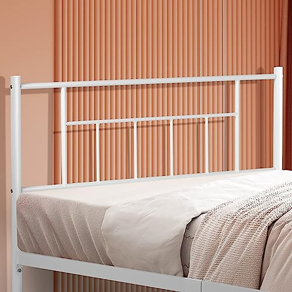 4 EVER WINNER Twin Metal Bed Frame with Headboard, Twin Metal Platform Bed Frame for Kids, No Box Spring Needed, Mattress Foundation for Storage, Easy Assembly, Noise-Free, White