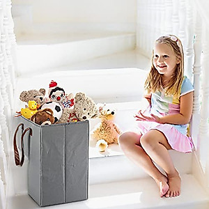 WUWEOT L-Shape Stair Basket, Foldable Staircase Storage Bin, 16" Larger Stairway Basket Organizer, Stair Tidy Basket with Handle and Internal Support for Carpeted and Wooden Stairs