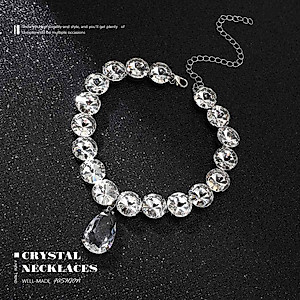ACEDRE Rhinestone Choker Necklace Large Crystal Pendant Necklaces Silver Diamond Neck Chain Party Prom Pageants Fashion Chokers Jewelry for Women