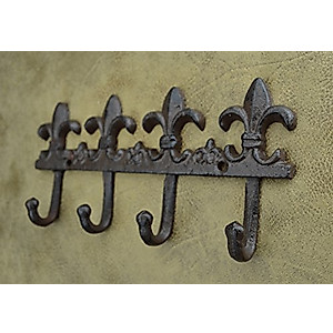 Lulu Decor, Cast Iron Fleur De Lis Key Hook (Key Hook Brown)