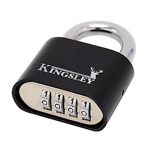 Kingsley Locks 22L Combo Lock, 10,000 Possible Combinations, Combination Padlock, Hardened Steel, Heavy Duty Outdoor Weatherproof Combo Lock for Sheds, Fence, Gym Lock, Gate, Sports Locker (Black)