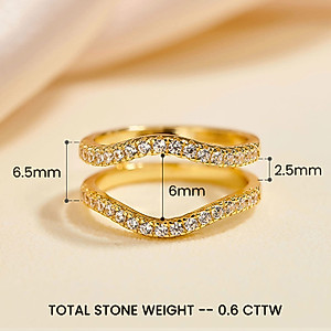 Blongme1 Carat Moissanite Rings for Women Ring Enhancers Wedding Ring Sets Wedding Band Bridal Rings Sets for Women 925 Sterling Silver Yellow Gold Size 6