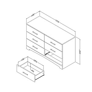 South Shore Gramercy 6-Drawer Double Dresser, Pure Black with Brushed Nickel Handles