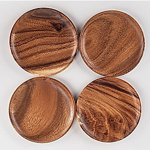 Gourmet Acacia Wood Charger Plates: Decorative Appetizer Serving Trays Set of 4 for Dinner | Hand-crafted Solid Piece of Acacia Wood Plates | Perfect for Summer Outdoor Table Setting (10" x 10")
