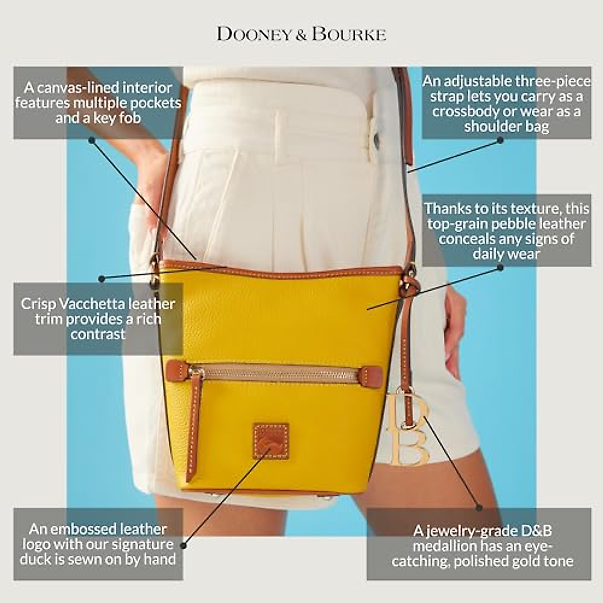 Dooney & Bourke Handbag, Pebble Grain Small Zip Sac Shoulder Bag - Taupe