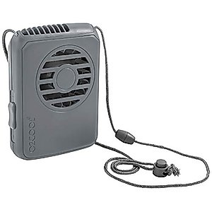 O2COOL Neck Personal Travel Battery Powered Cooling Fan, Single Pack (Gray)