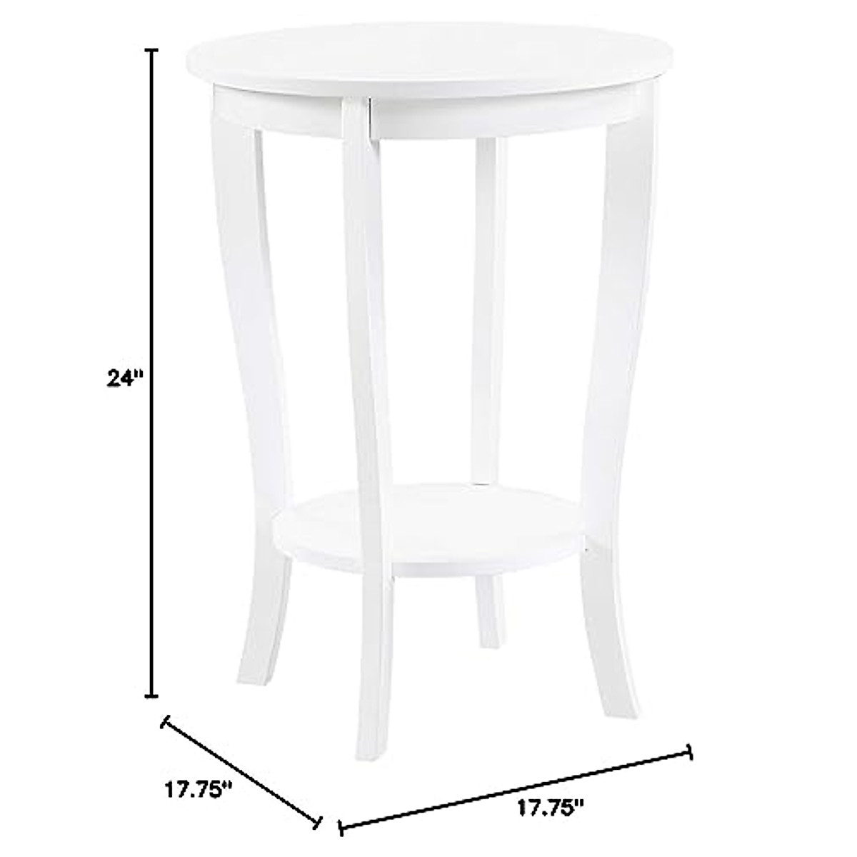 Convenience Concepts American Heritage Round End Table, White