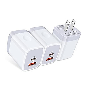 USB C Wall Charger, PD Charger Adapter, 3Pack 20W Power Delivery +Quick Charge 3.0 Dual Port Fast Charger Block Wall Plug for iPhone 14 13 12 11 Pro Max Mini 10 SE XR XS X,Samsung S23 S22 S21 S20 A13