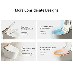 One Piece Elongated Smart Toilet Bidet with Auto Open & Close, Auto Flush, Foot Sensor Flush, LED Temperature Display, Heated Seat and Integrated Multi Function Remote Control