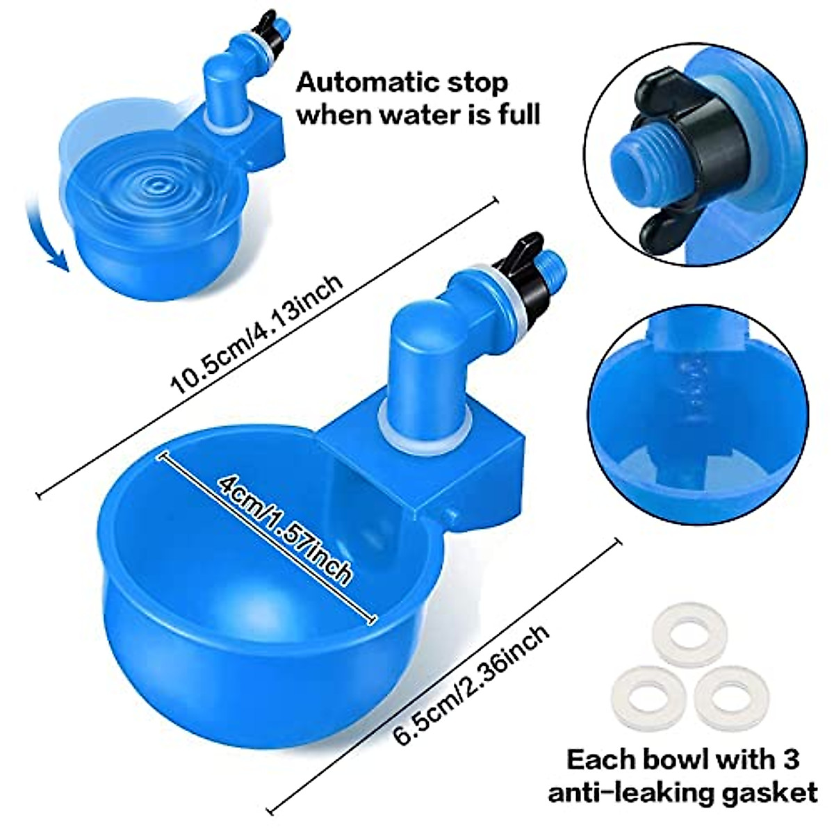 MYGIIKAKA Chicken Waterer Larger Automatic Chicken Waterer Cups DIY Poultry Chicken Waterer Kit 5 Gallon for Chicken, Duck, Goose, Rabbit (6 Pack)