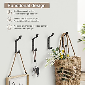MXARLTR Metal Wall Hooks 6 Pack Bathroom Towel Coat Hooks for Hanging Heavy Duty Wall Mounted Robe Hooks Wall Hooks for Bathroom Bedroom Wall Kitchen Garage Entryway Home Hotel (Black)