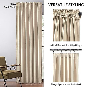 Topfinel Cream Velvet Curtains for Bedroom 96 Inches Length 2 Panels Modern Boho Rod Pocket Blackout Window Treatments Curtains 96 Inches Long for Living Dinning Room Nursery Sliding Door,52x96,Beige
