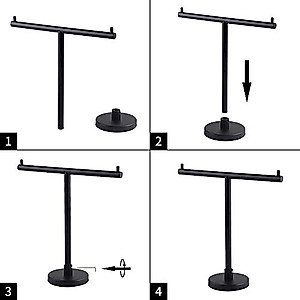GERZWY Matte Black Hand Towel Holder Tree Rack Free Standing SUS 304 Stainless Steel Countertop Towel Ring DZY08-BK
