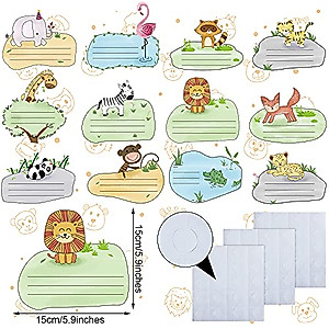 48 Pieces Jungle Animal Cutouts Safari Friend Animal Cutouts Colorful Animal Paper Cutouts with Glue Point Dots for Bulletin Board Classroom School Safari Animals Theme Party