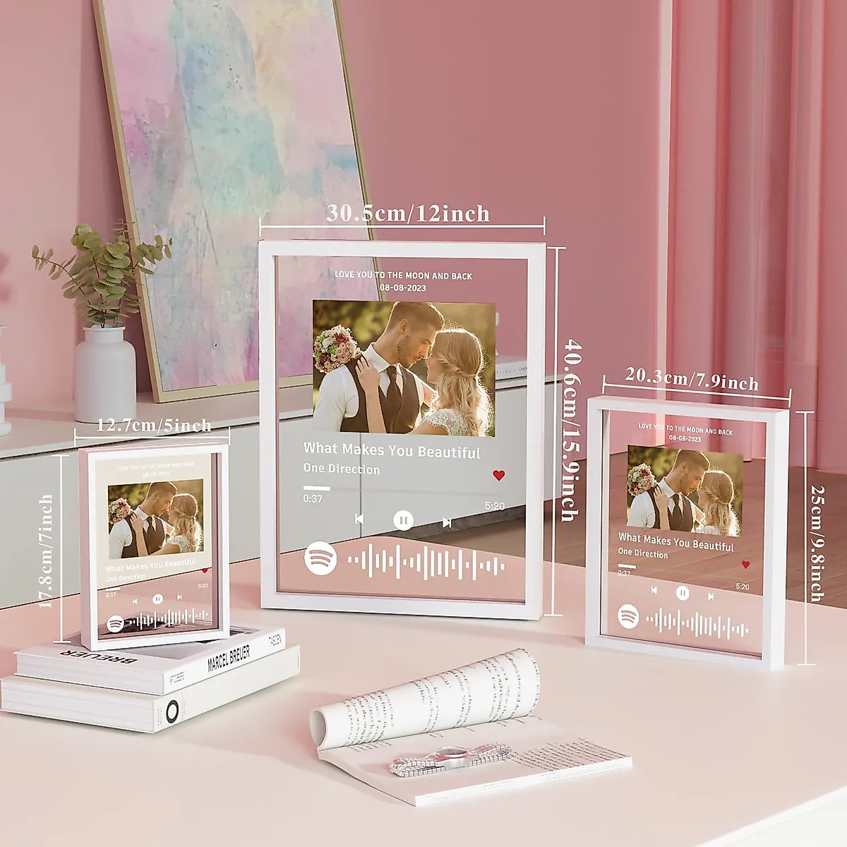 witfox Personalized Spotify Plaque with Free White Frame - Spotify Picture Frame Custom Acrylic Song Plaque - Music Picture Frame Customized Gifts for Boyfriend Girlfriend Couples Family