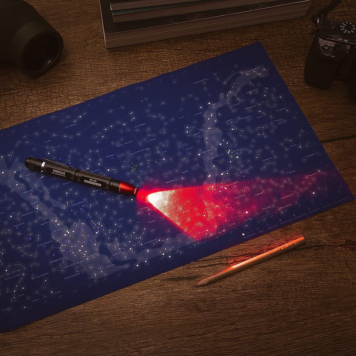 Weltool M6-RD Red LED Dark Adaptation Penlight for Pilots Viewing Navigation Maps, HGN Tests, SFST and ARIDE to DRE Evaluations，Pocket Pen Light with Clip for Doctors and Veterinarians
