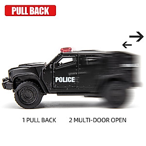 BDTCTK 1/36 Scale JLTV Armored Car Police Car Model, Zinc Alloy Die-Cast Pull Back Vehicles Kid Toys for Boy Girl Gift (Black)