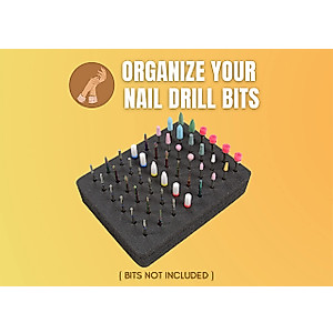 Polar Whale 2 Nail Drill Bit Holders Organizer Stand Durable Black Foam Washable Waterproof Storage Container Tray for Professional or Home Use Bathroom Bedroom Vanity Salon Each Holds up to 48 Bits